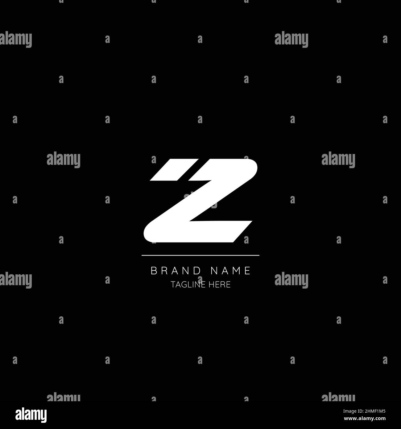 Minimal style white and black color letter Z initial based logo Stock ...