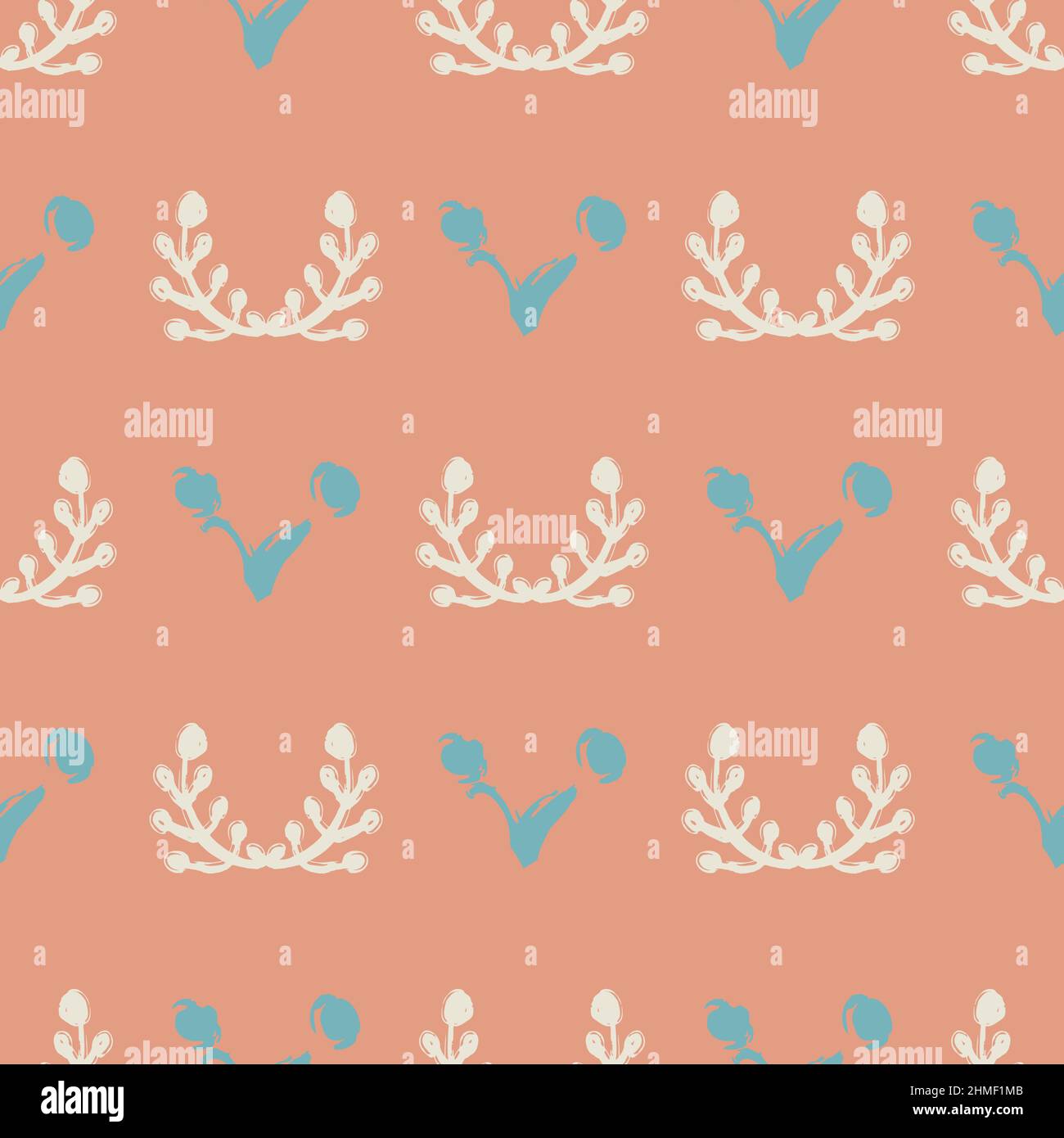 Gender neutral floral seamless vector background. Simple whimsical ...