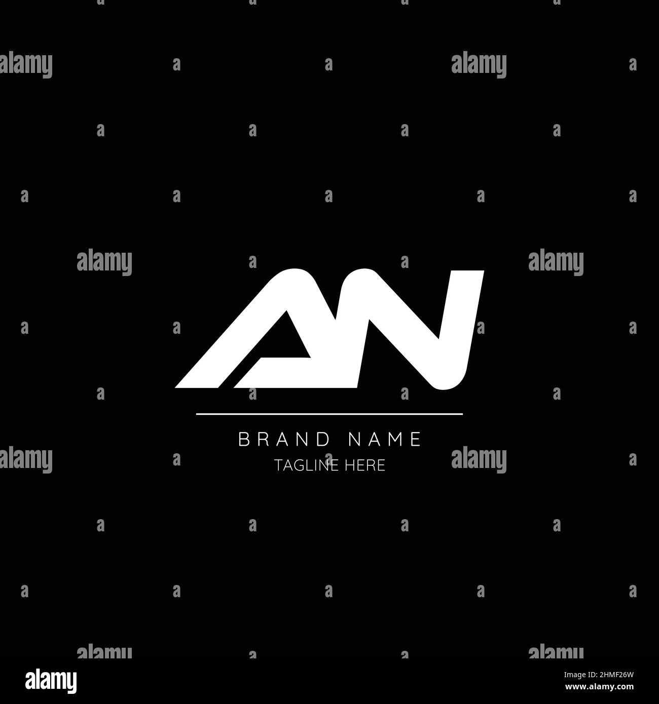 Minimal style white and black color letter AN initial based logo Stock ...