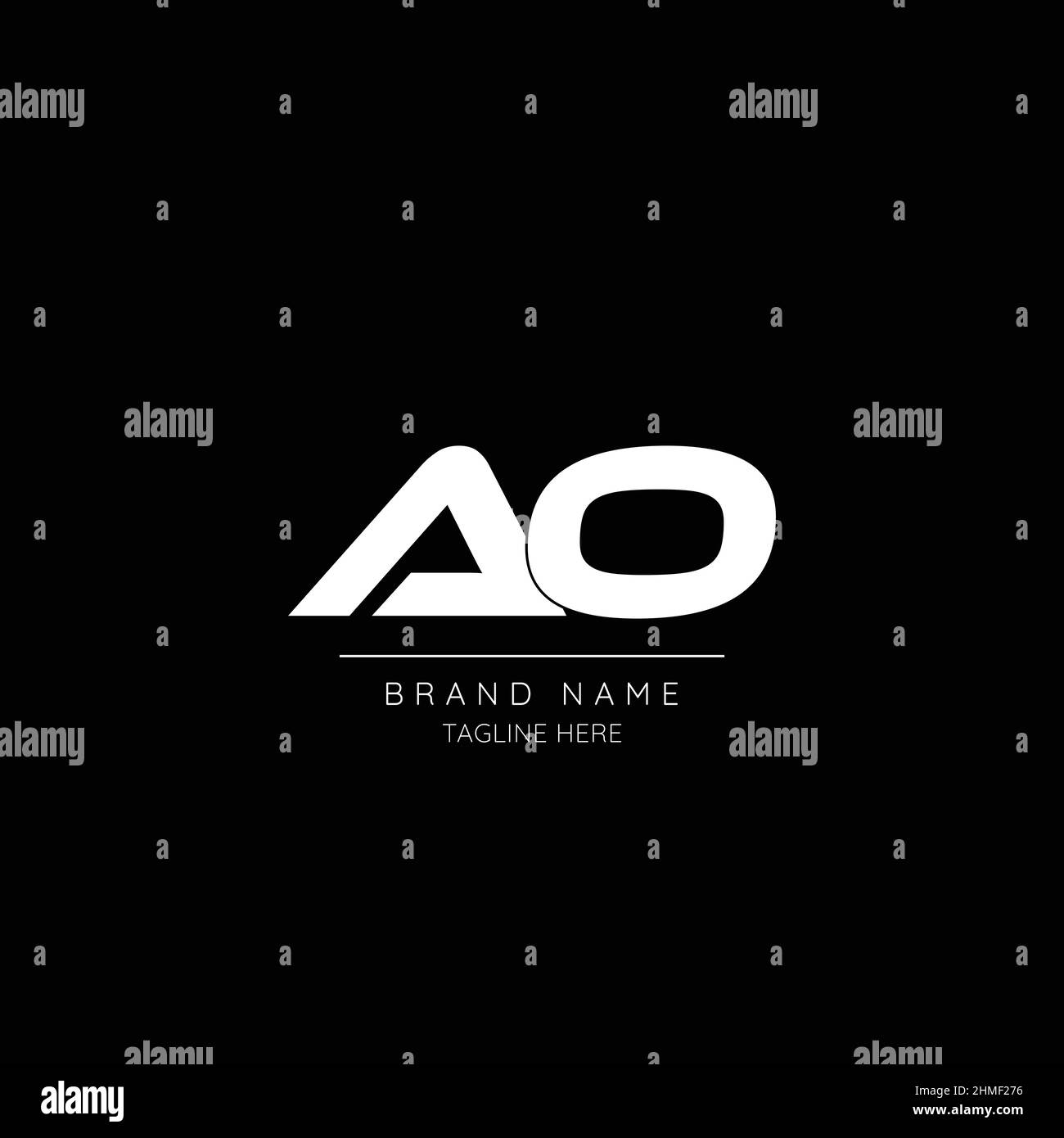 Minimal style white and black color letter AO initial based logo Stock ...