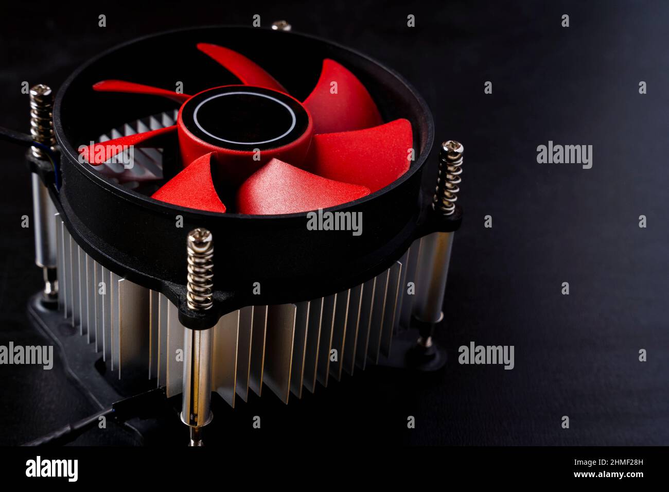 Computer cooler, Close-up shot of computer CPU cooler on a black ...