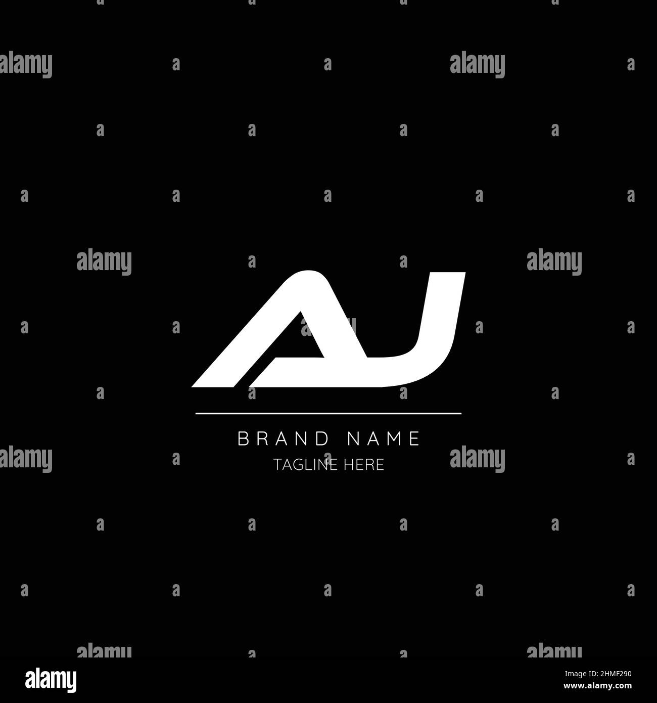 Minimal style white and black color letter AJ initial based logo Stock ...