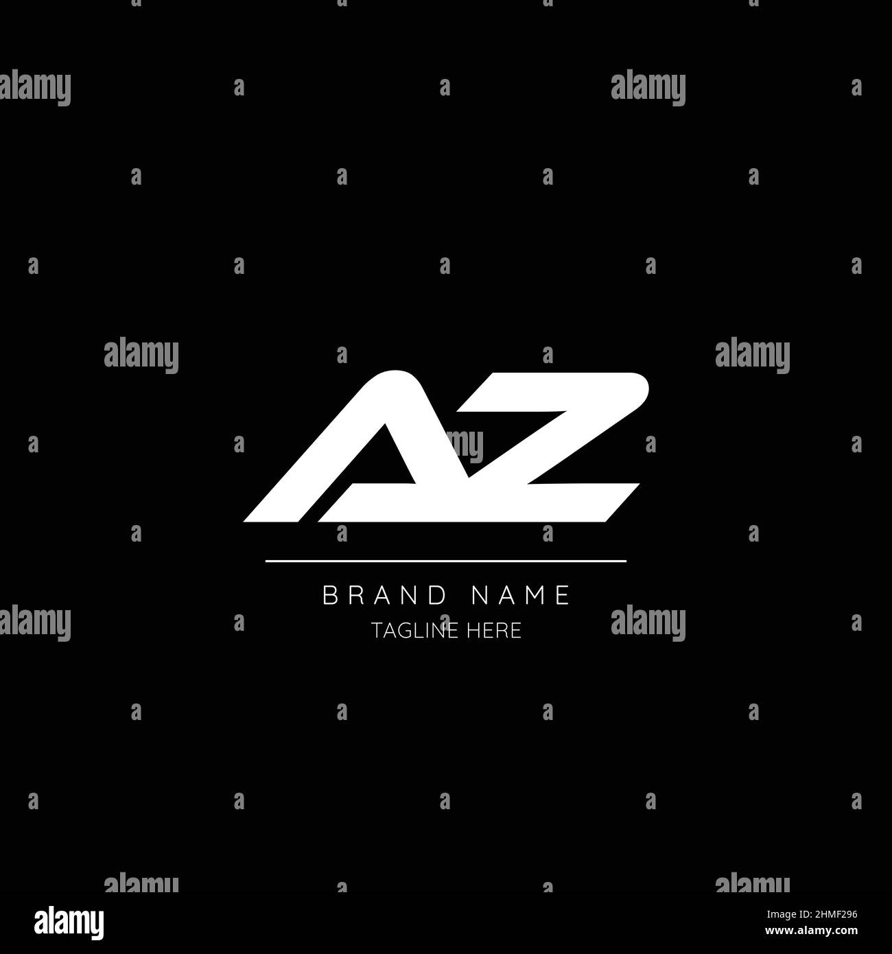 Minimal style white and black color letter AZ initial based logo Stock ...