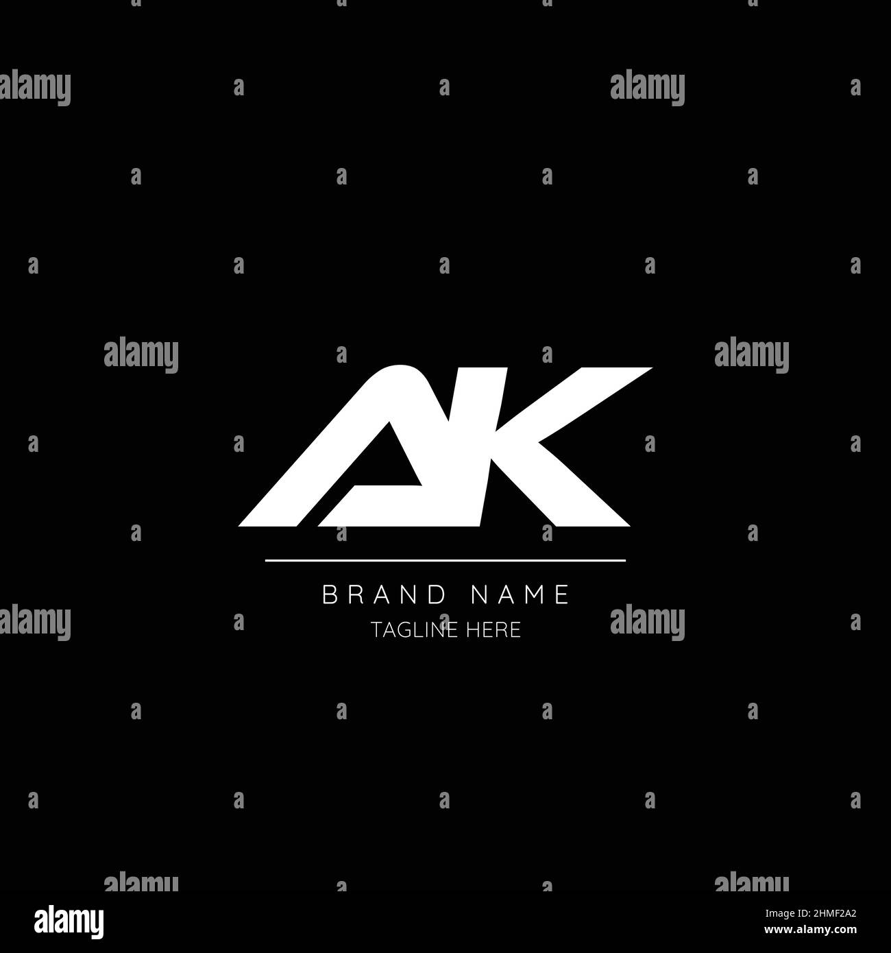 Minimal style white and black color letter AK initial based logo Stock ...