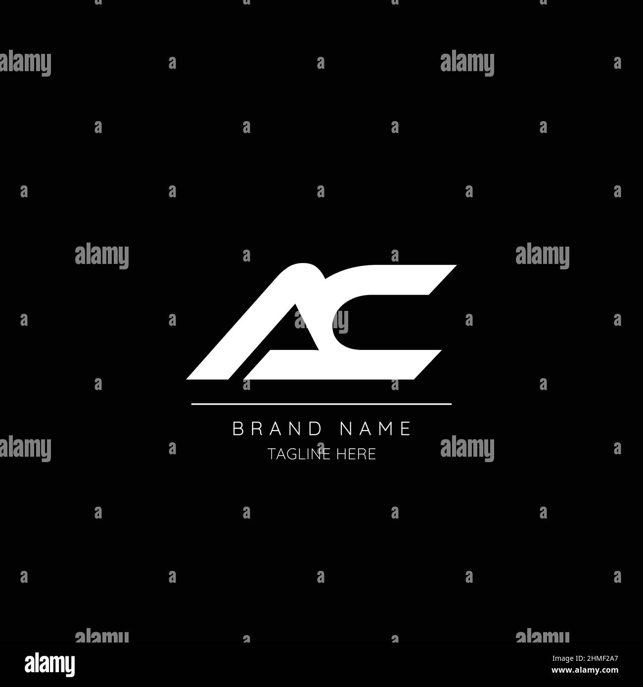 Minimal style white and black color letter AC initial based logo Stock ...