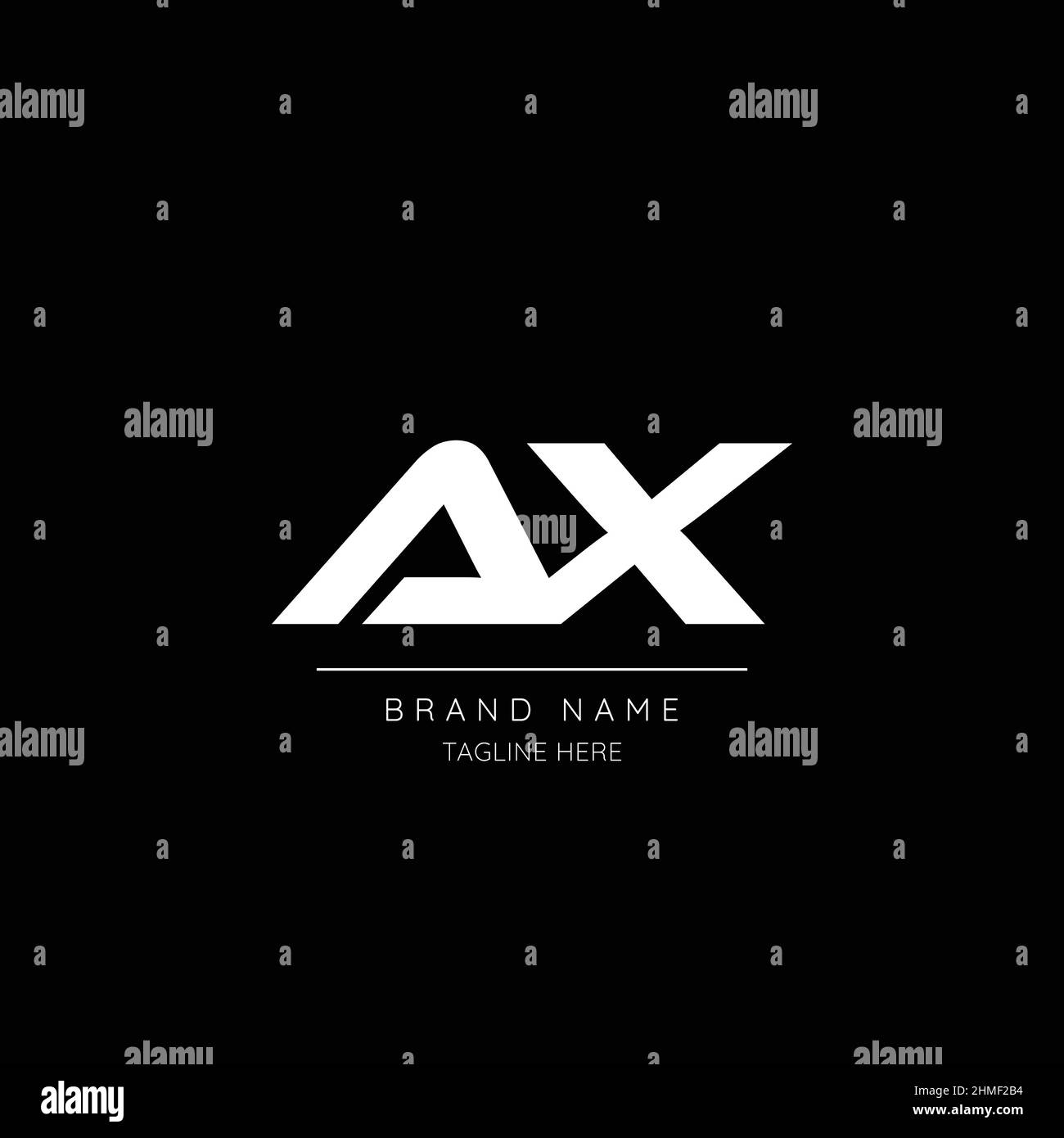 Minimal style white and black color letter AX initial based logo Stock ...