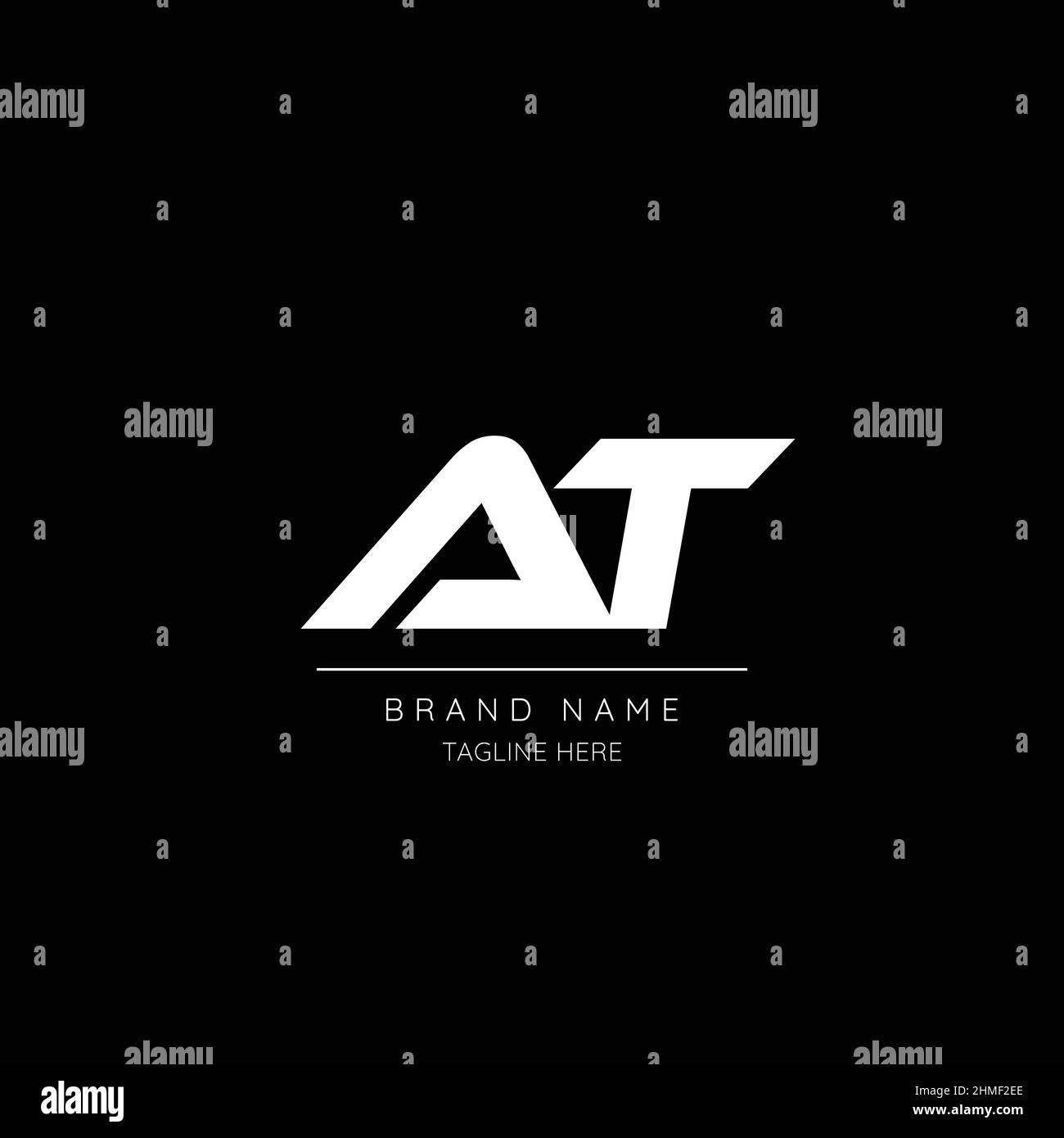 Minimal Style White And Black Color Letter AT Initial Based Logo Stock minimal-style-white-and-black-color-letter-at-initial-based-logo-stock