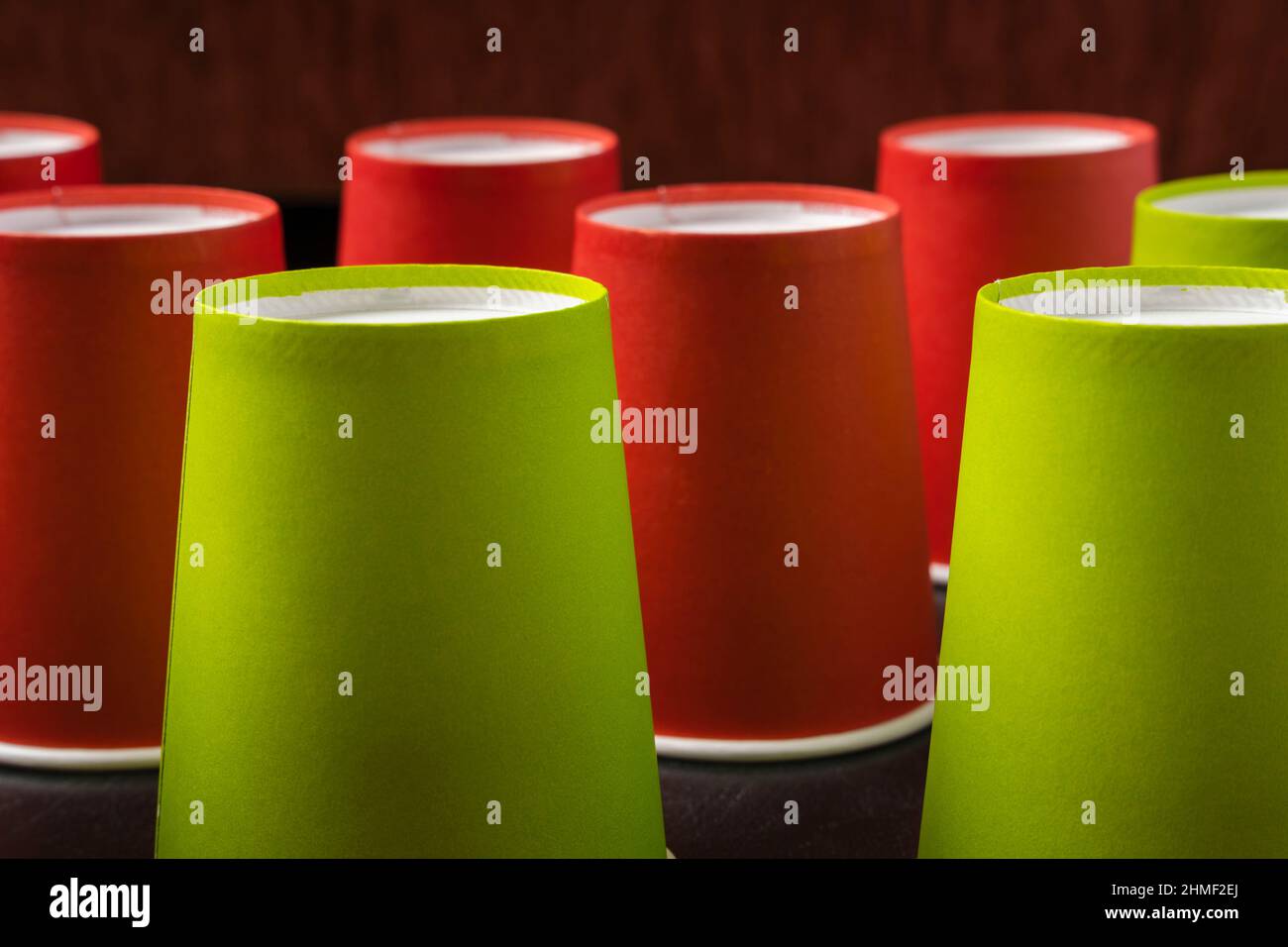 Creative minimalistic composition, pattern of inverted paper cups on a ...