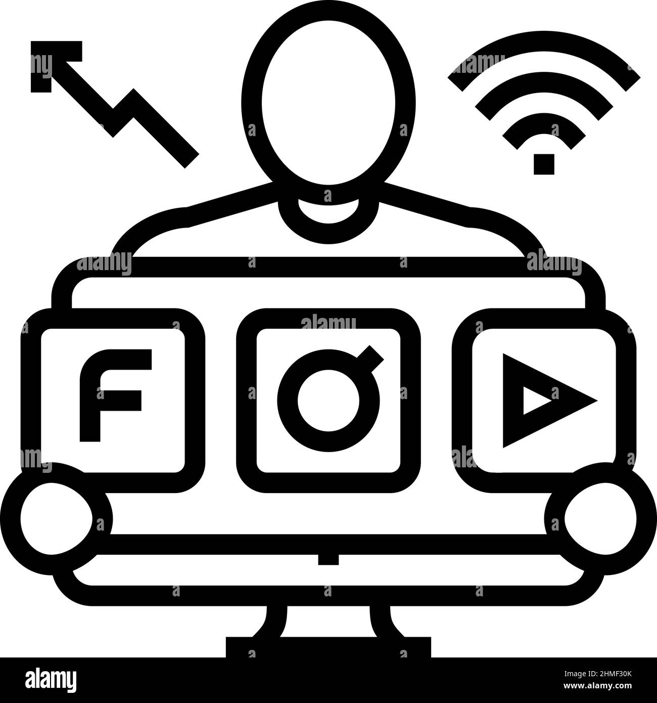 social media manager line icon vector illustration Stock Vector Image ...