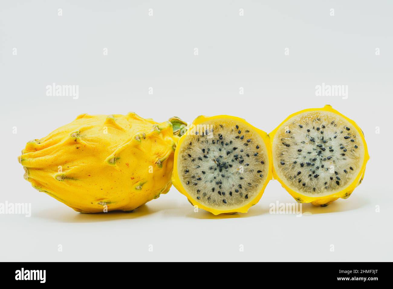 Yellow pitahaya or dragon fruit on white background Stock Photo - Alamy
