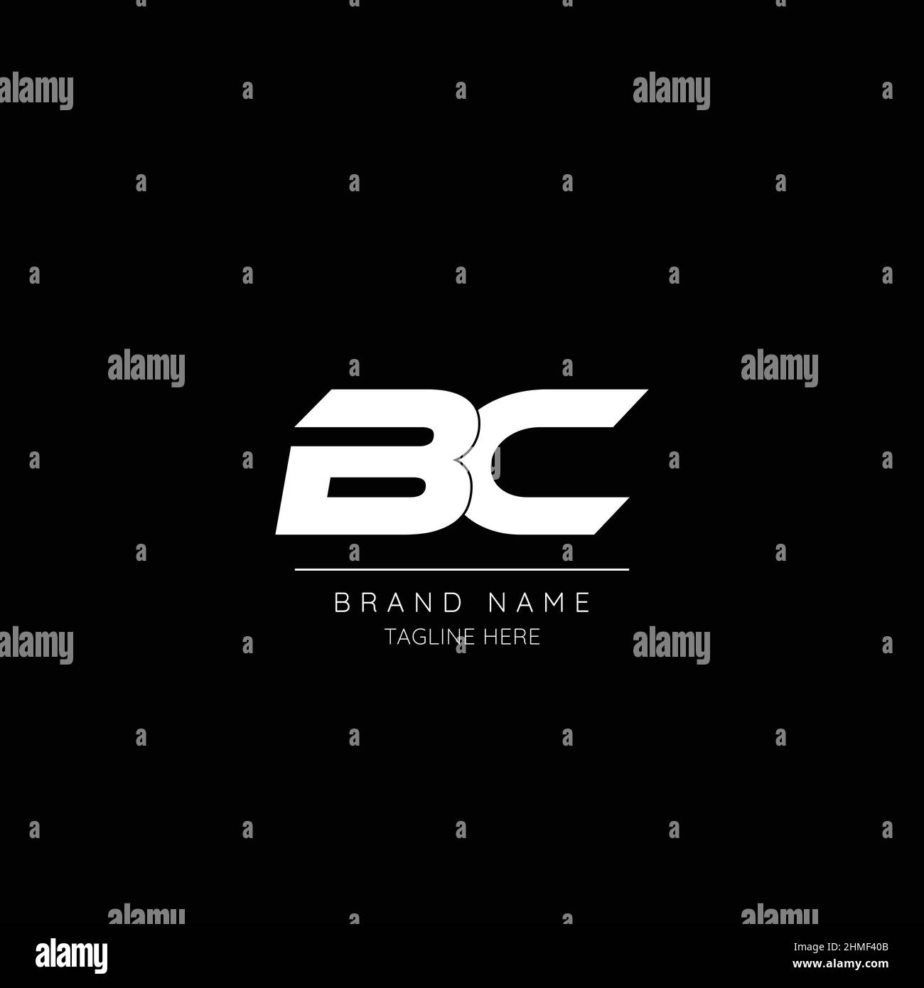 Minimal style icon in black and white color letter BC initial based ...