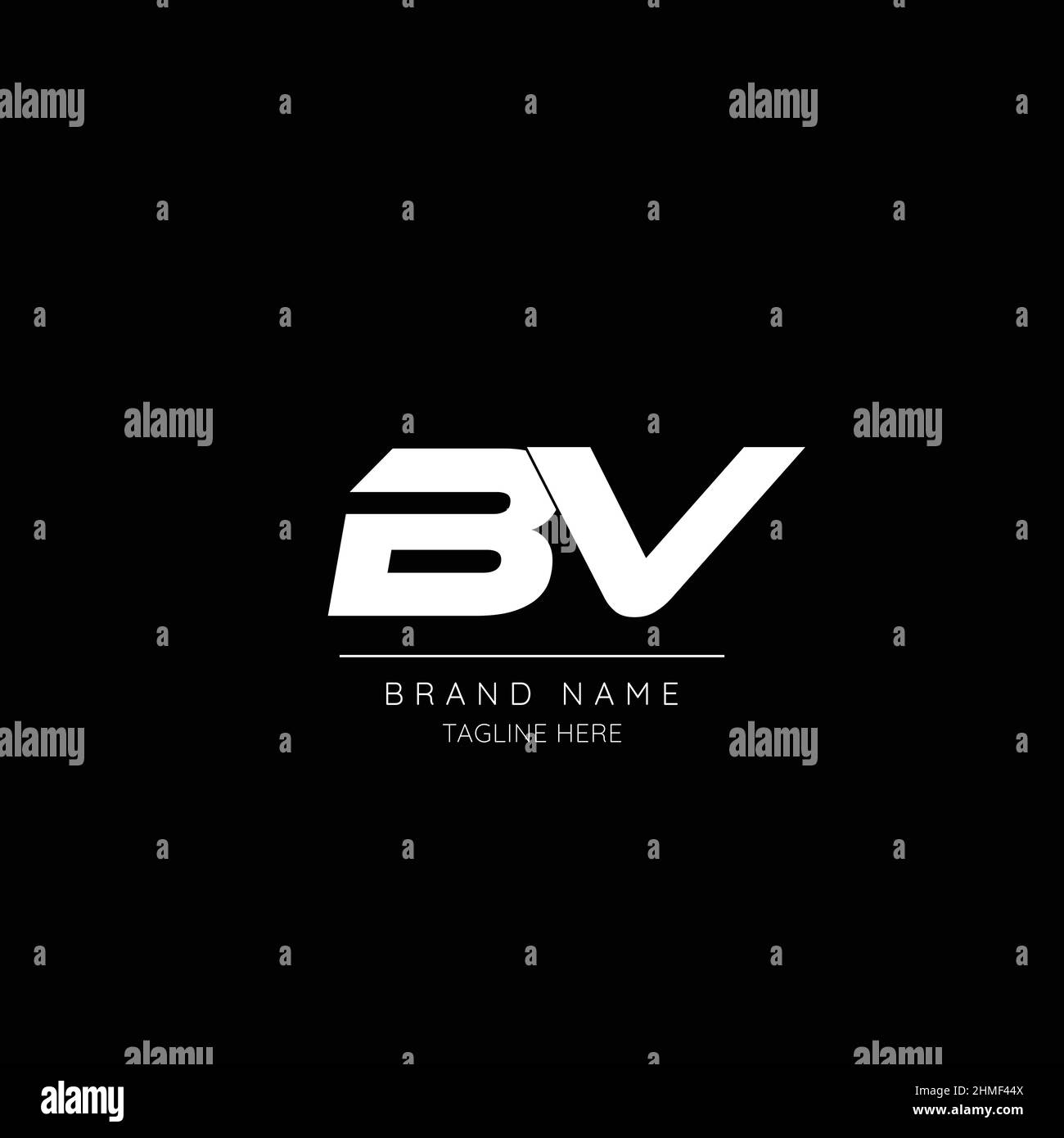 Minimal style icon in black and white color letter BV initial based ...