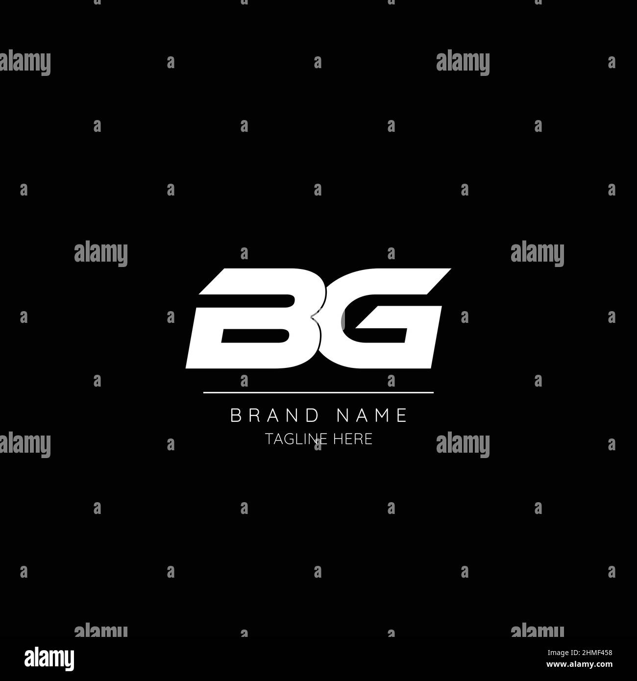 Minimal style icon in black and white color letter BG initial based ...