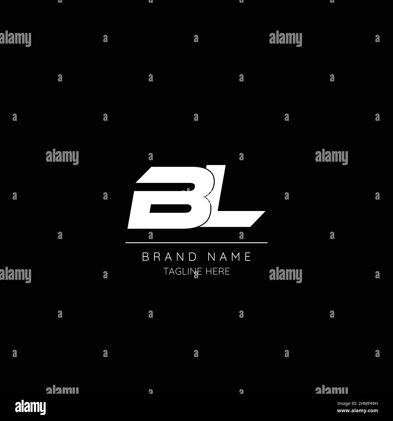 Minimal style icon in black and white color letter BL initial based ...