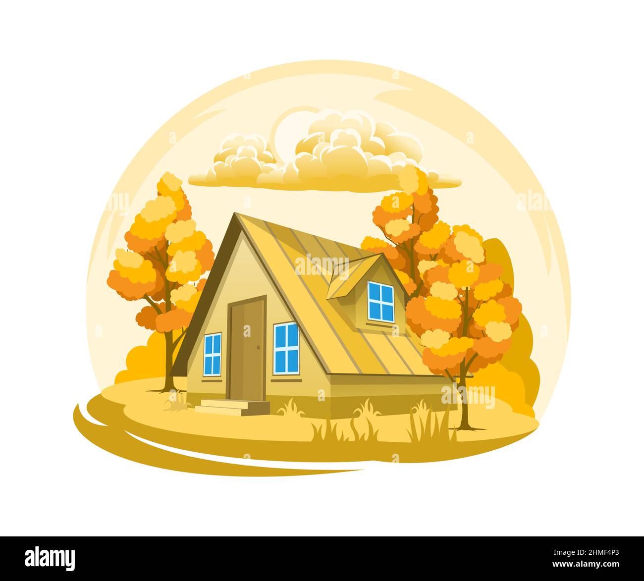 Autumn landscape. House surrounded by trees Stock Vector Image & Art ...