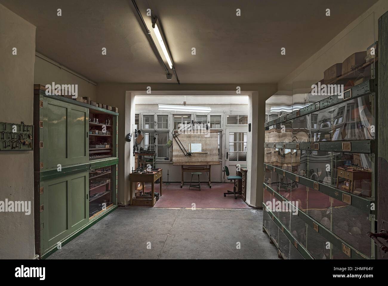 Former master's chamber with warehouse of a historic valve factory ...