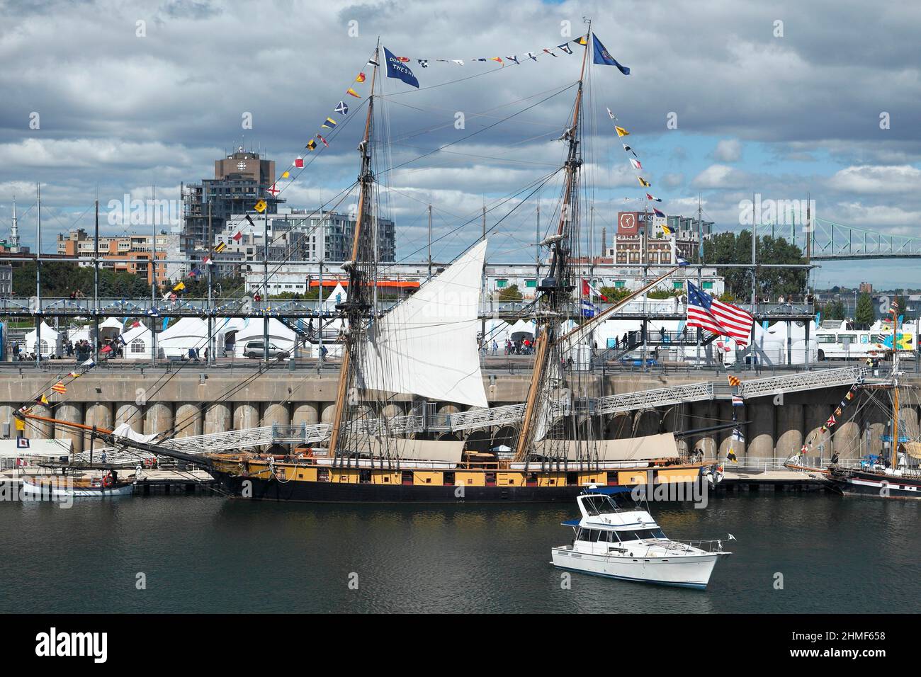 Tall ships in the Old Port, Montreal, Province of Quebec, Canada Stock ...