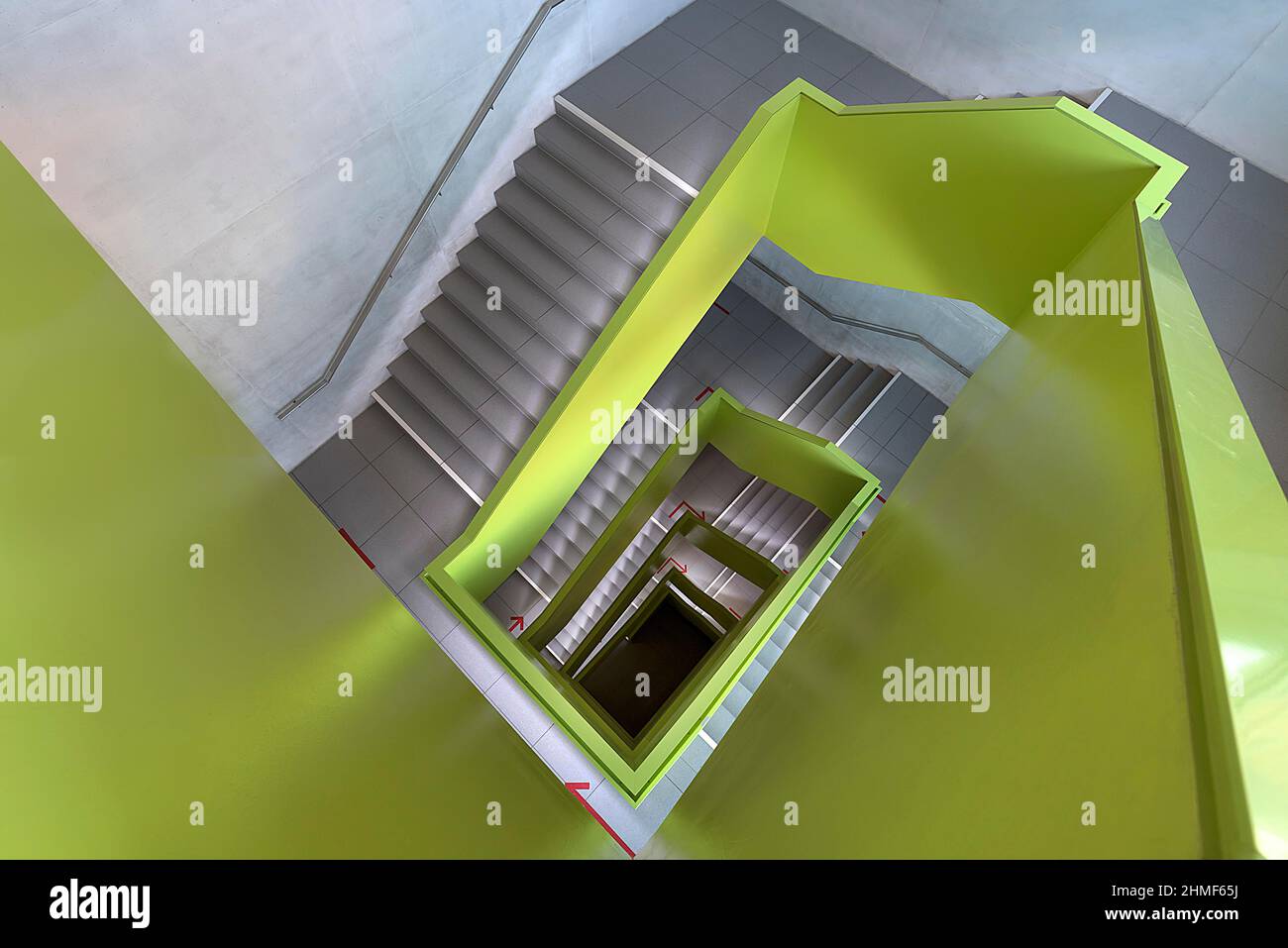 Directional arrows in the staircase of the Nuremberg City Library ...