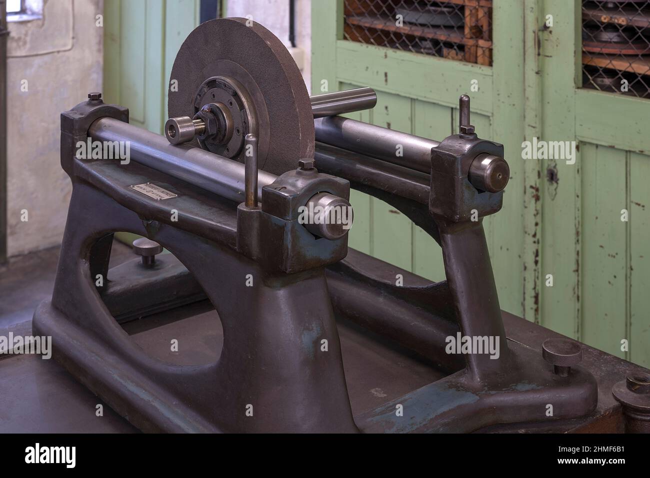 Balancing machine in a historic turning shop, now an industrial museum ...