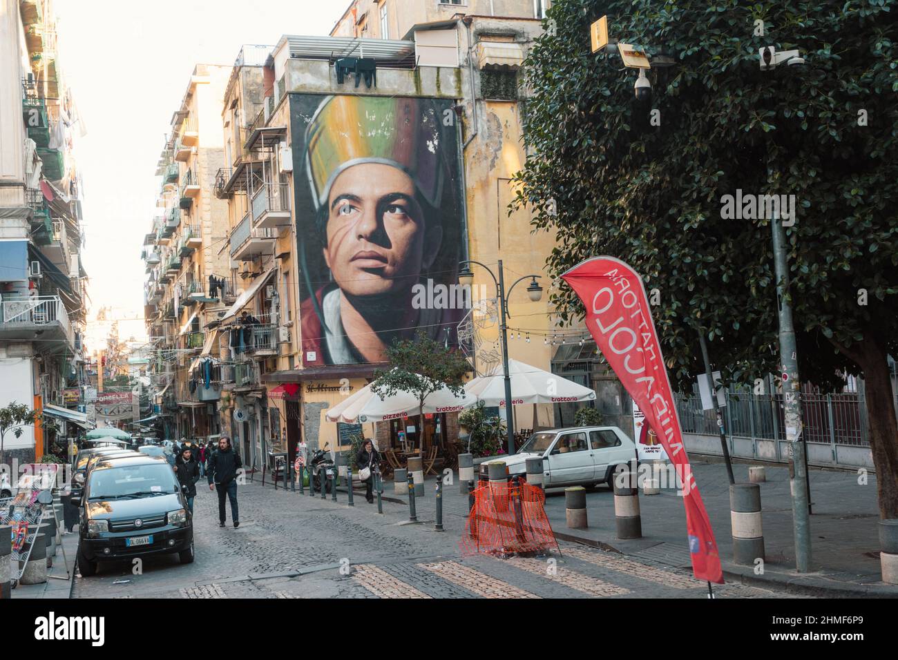 Naples, Italy, 22 January 2022: Saint Januarius street art in Forcella ...