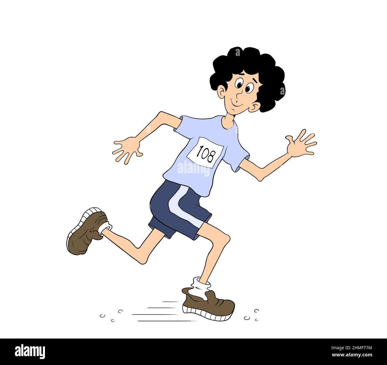cartoon drawing of a happy man running Stock Photo - Alamy