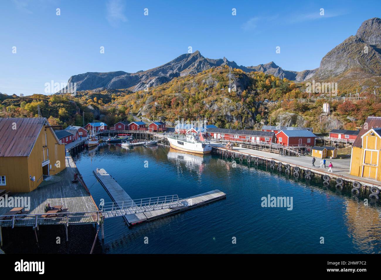 Harbour, fishing village Nusfjord, Lofoten, Flakstad, Norway Stock ...