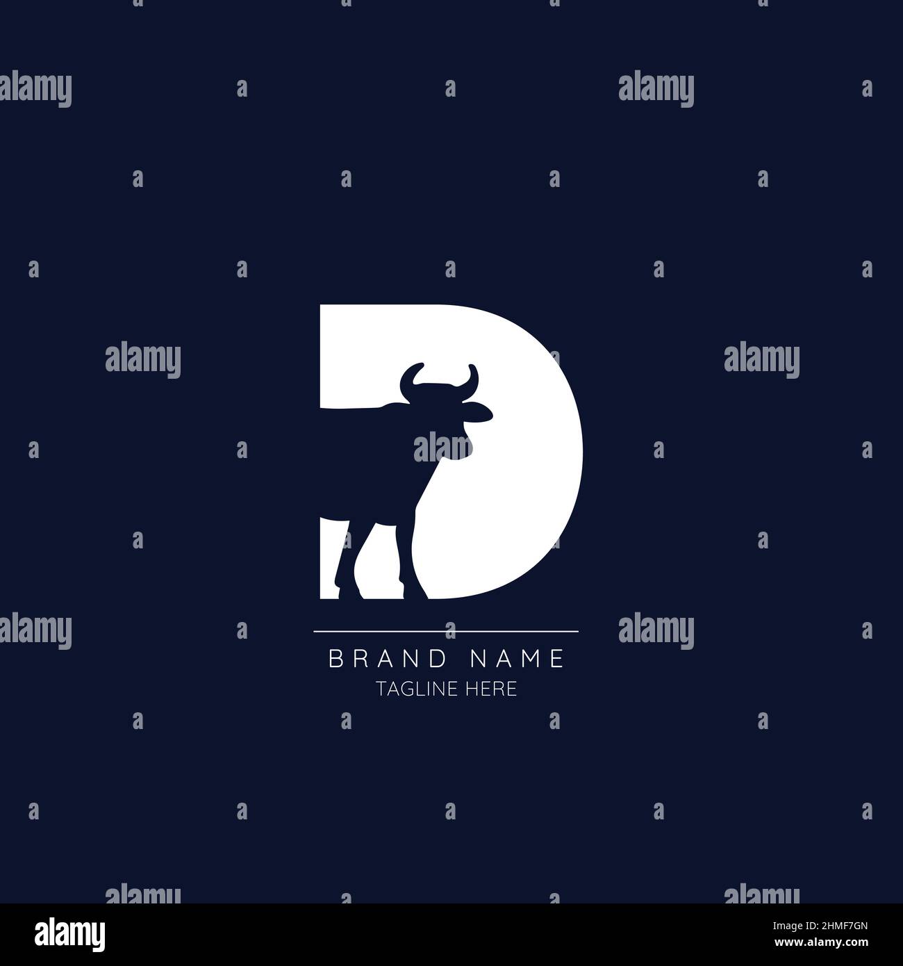 Logo template letter D with COW symbol incorporated. Negative Space ...