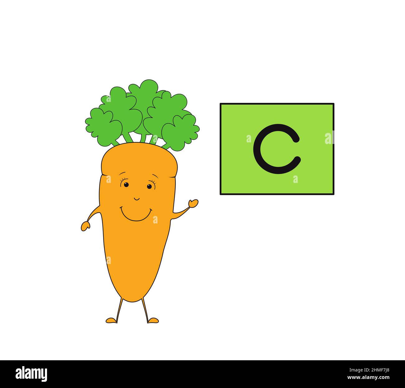 cute cartoon carrot and letter c. illustration for kids Stock Photo - Alamy
