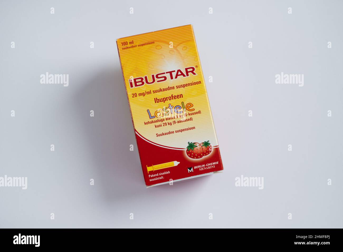 Tallinn, Estonia - 02.08.2022: Ibustar oral suspension by Berlin-Chemie ...
