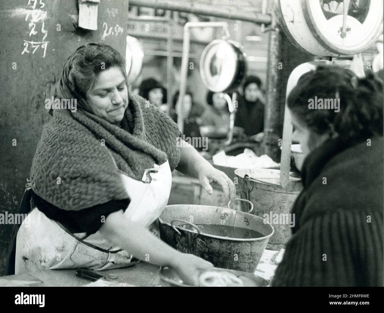 Market hall, Valencia, Spain, historical photograph, 1964 Stock Photo ...