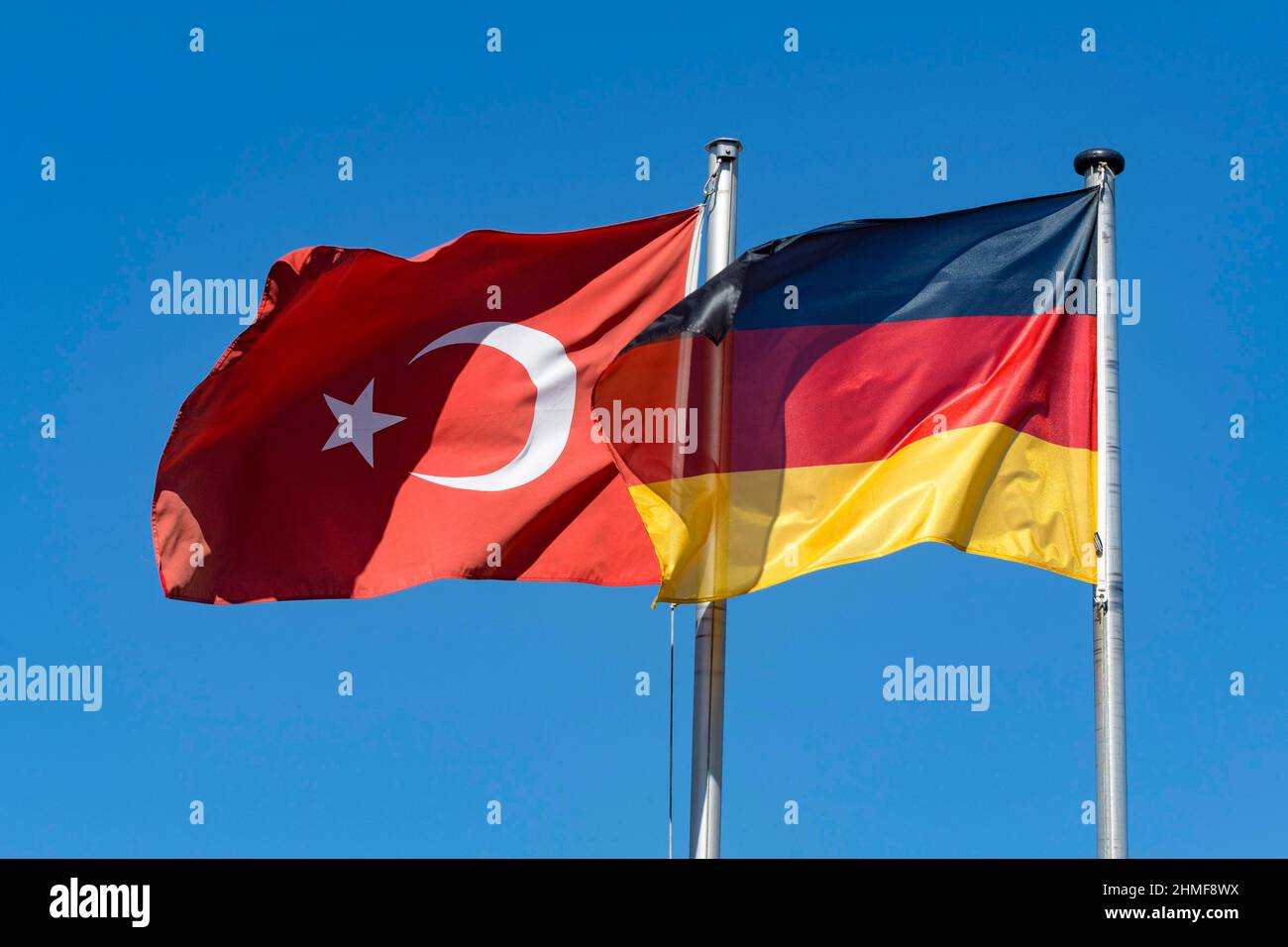German and Turkish flag, blue sky, Germany Stock Photo - Alamy