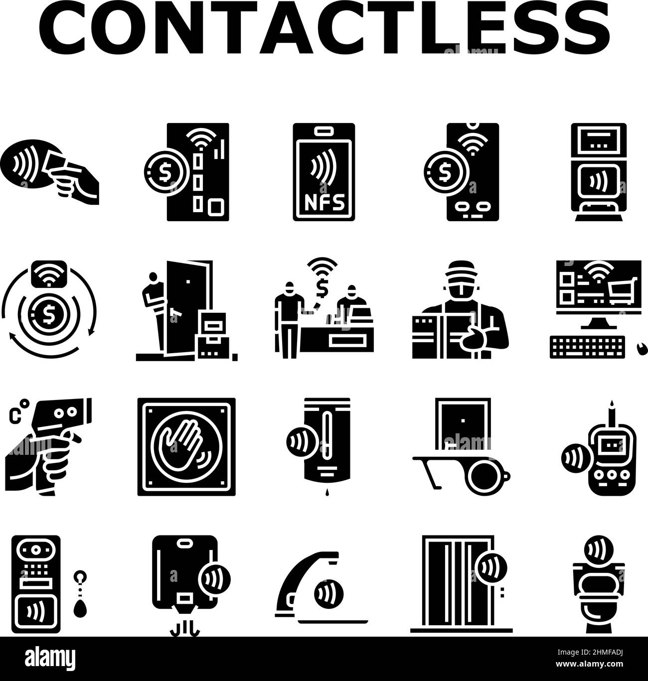 Contactless System Technology Icons Set Vector Stock Vector Image & Art ...