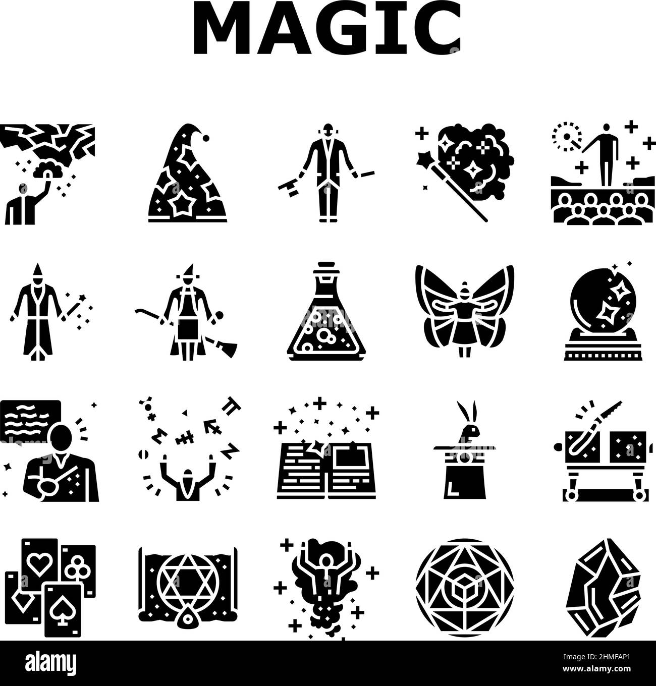 Magic Performing And Accessories Icons Set Vector Stock Vector Image ... Magic Performing And Accessories Icons Set Vector Stock Vector Image ...