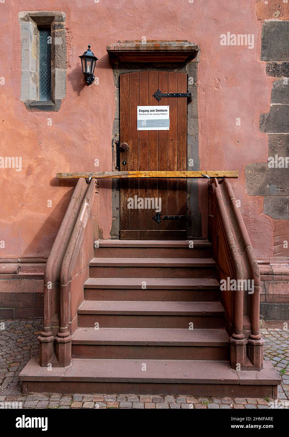 Blocked entrance to the Frankfurt Cathedral Tower, Frankfurt am Main ...