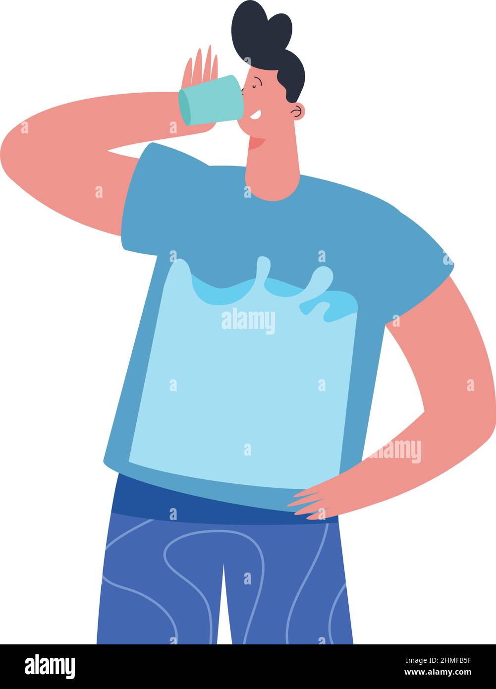 young boy drinking water glass character Stock Vector Image & Art - Alamy