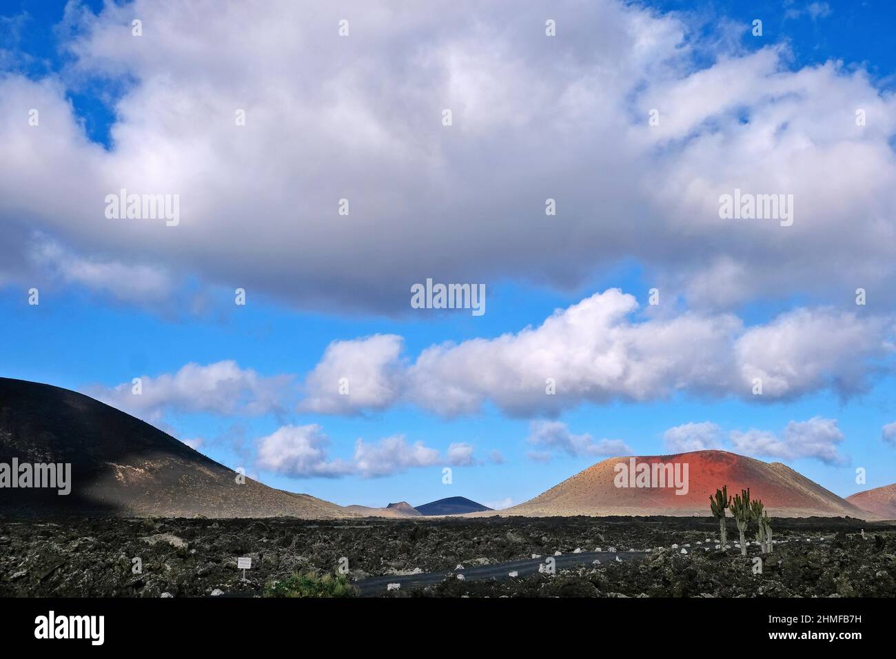 The volcano Montana Colorada near Masdache, Lanzarote, Spain Stock ...