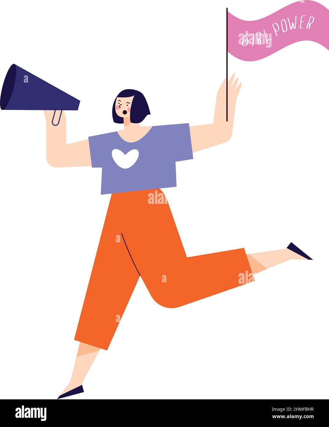 woman with speaker and girl power flag Stock Vector Image & Art - Alamy