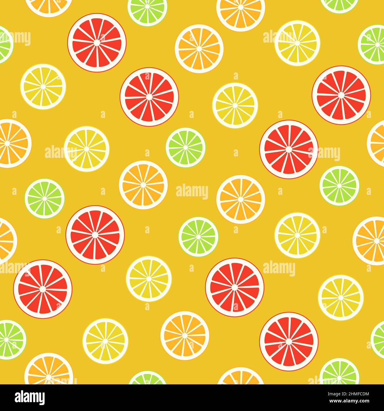 Citrus variety seamless pattern. Bright wallpaper texture with orange, lemon, lime, grapefruit ...