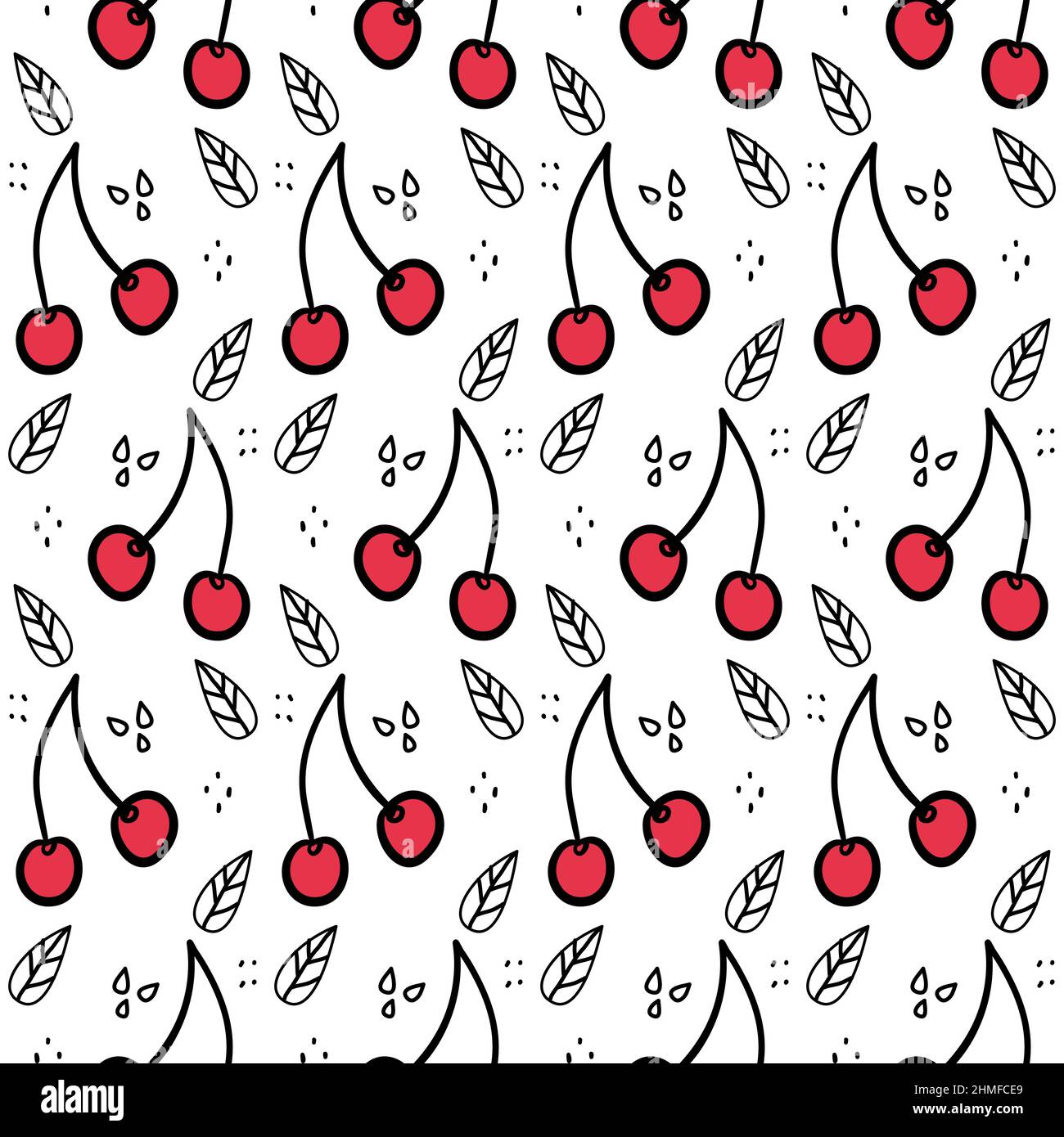 Sweet cherry repeating pattern. Seamless texture with wild berries ...