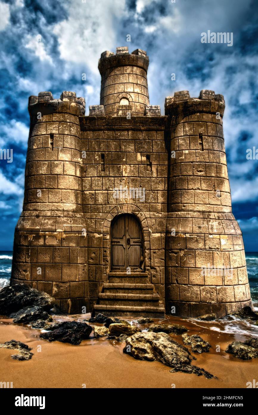 Abandoned Derelict Castle on the Coast Stock Photo - Alamy