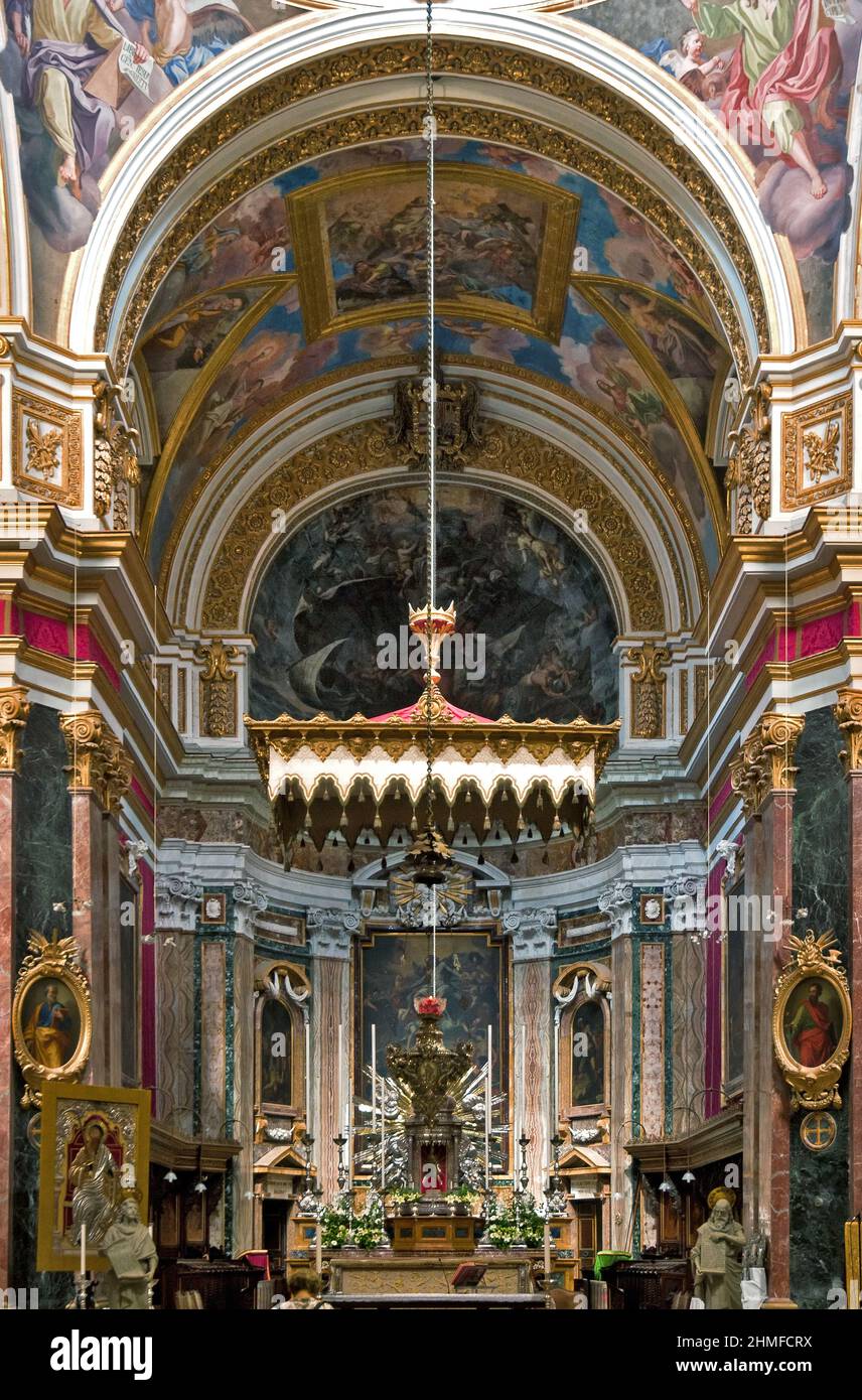 Baroque Interior and Altar at Mdina Cathedral Stock Photo - Alamy