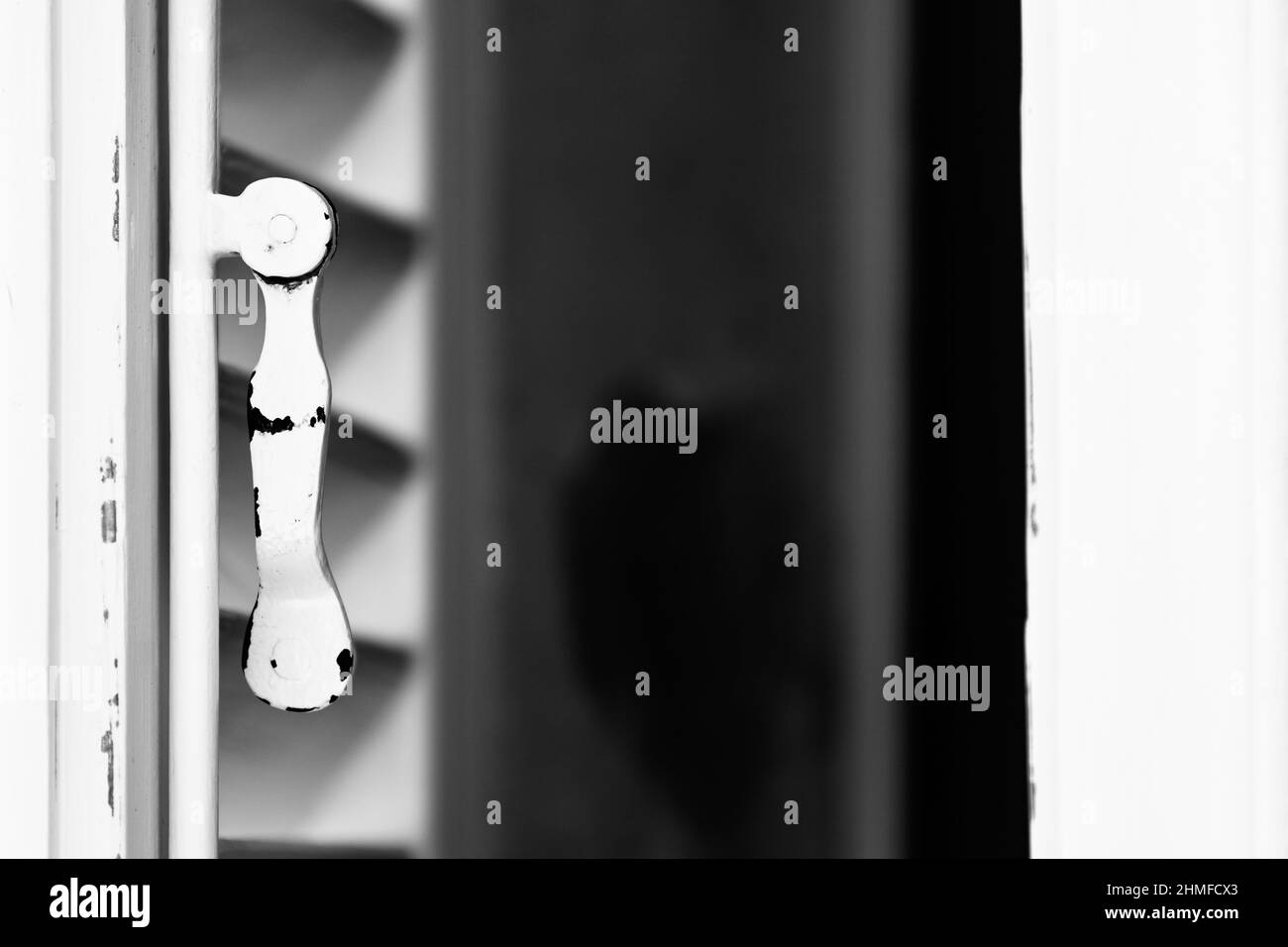 Old Style Metal Window Lock Stock Photo - Alamy