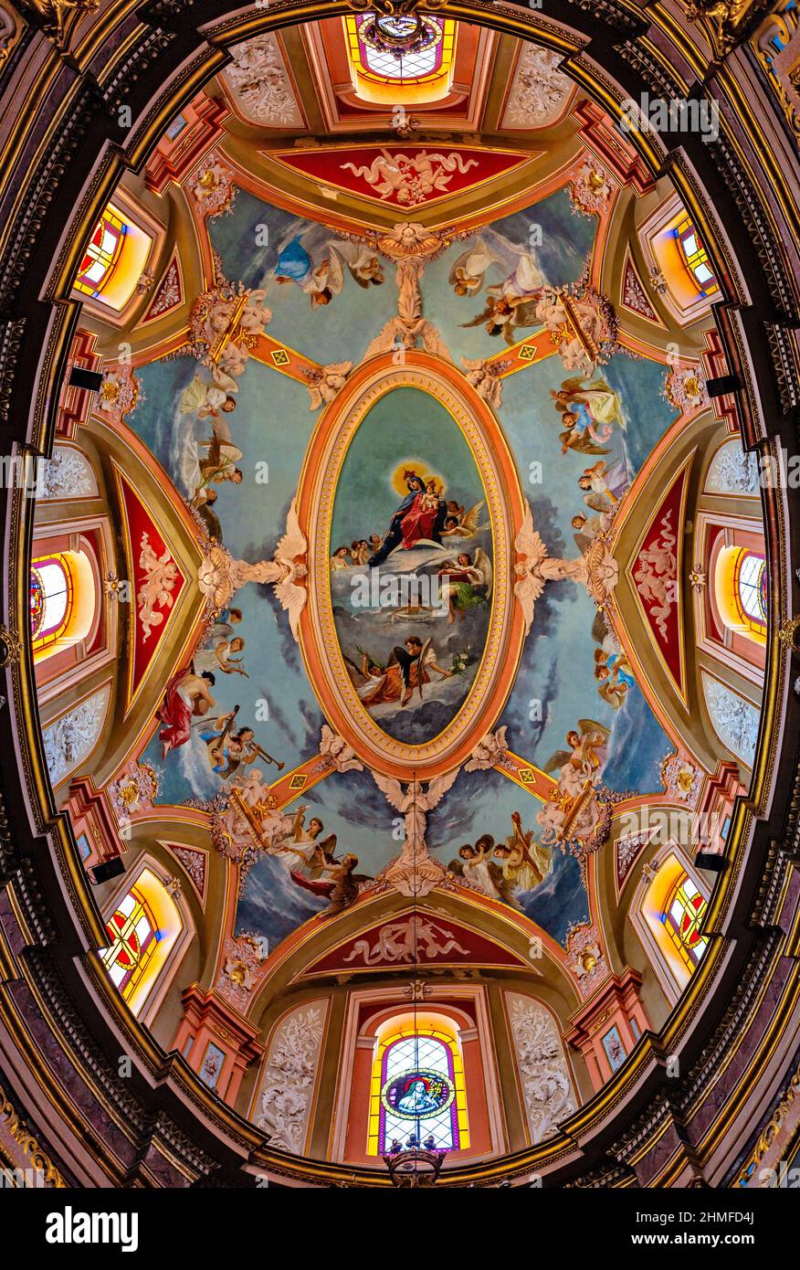 Religious Frescoes of the Carmelite Monastery Dome in Mdina Stock Photo ...