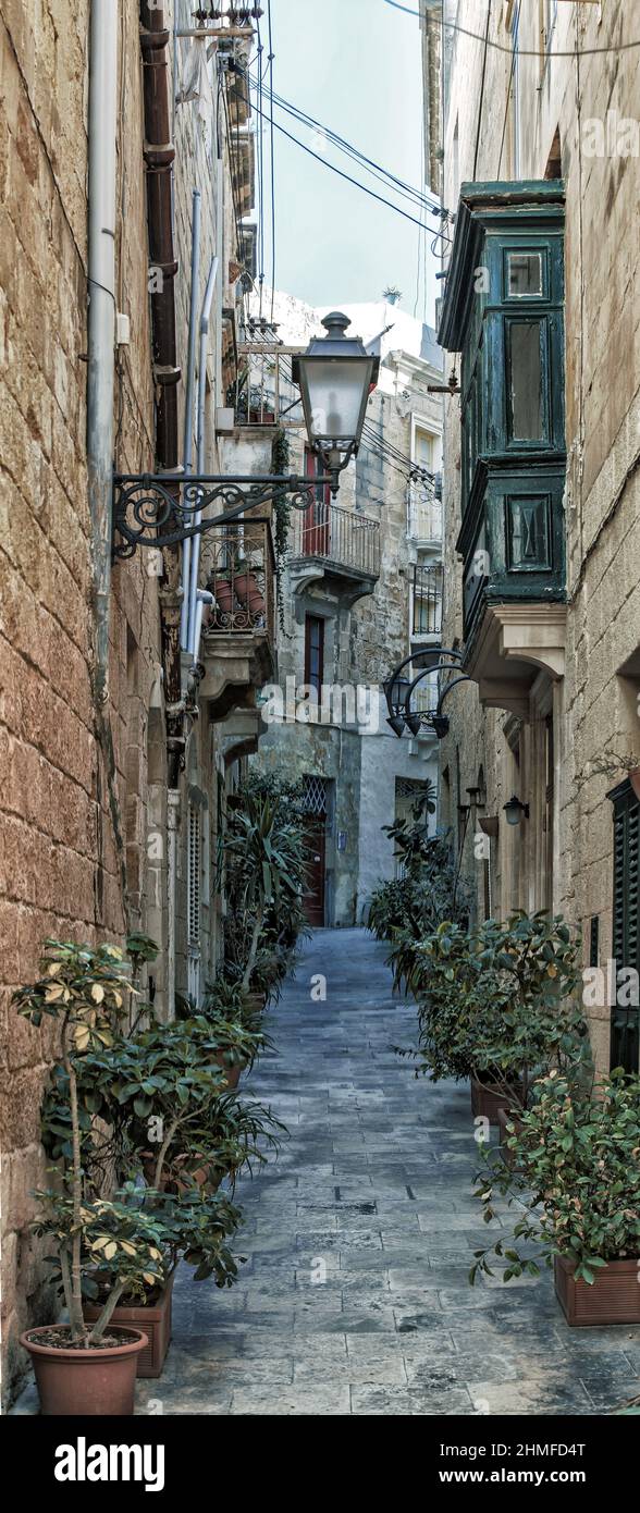 One of the Narrow Streets of Birgu in Malta Stock Photo - Alamy