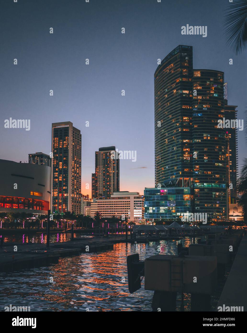 beautiful views downtown miami sunset night Stock Photo - Alamy