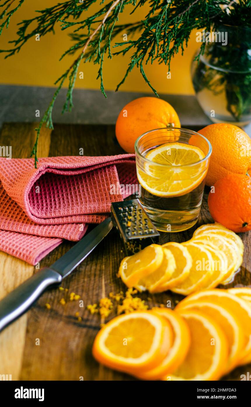 lemonade ingredients and tools on chalkboard Stock Photo - Alamy