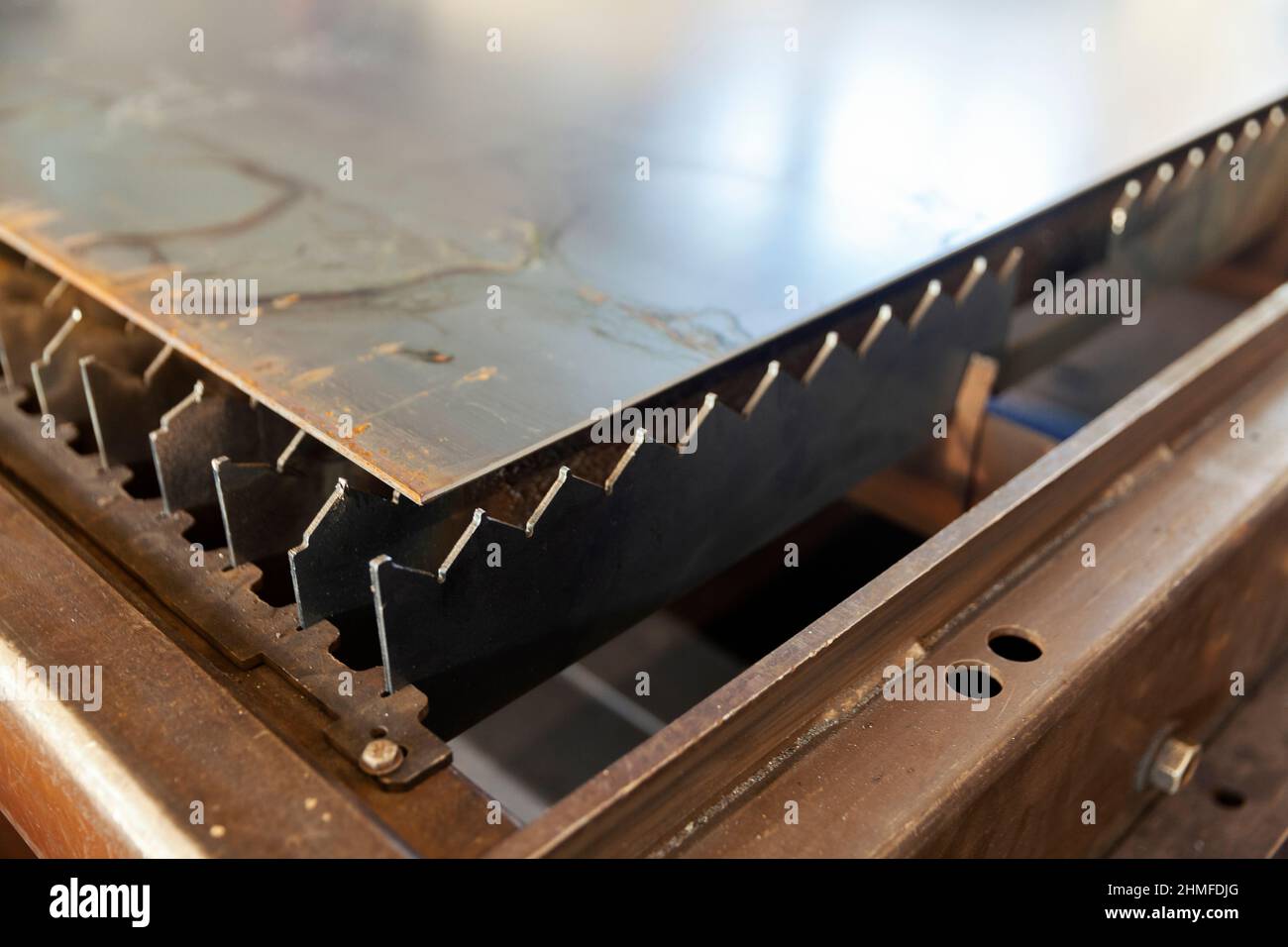 metal plate on the laser cutting support Stock Photo - Alamy