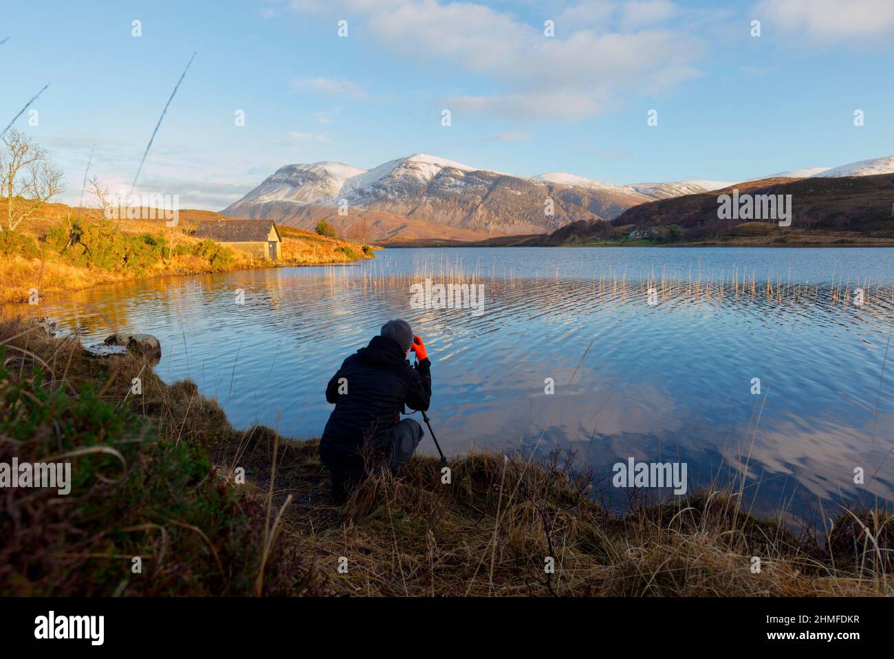 Photographer at Loch Stack, Highland Scotland Stock Photo - Alamy