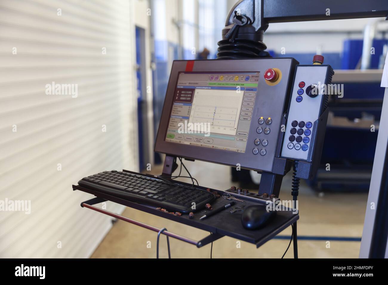 industrial monitor for laser cuter close up Stock Photo - Alamy