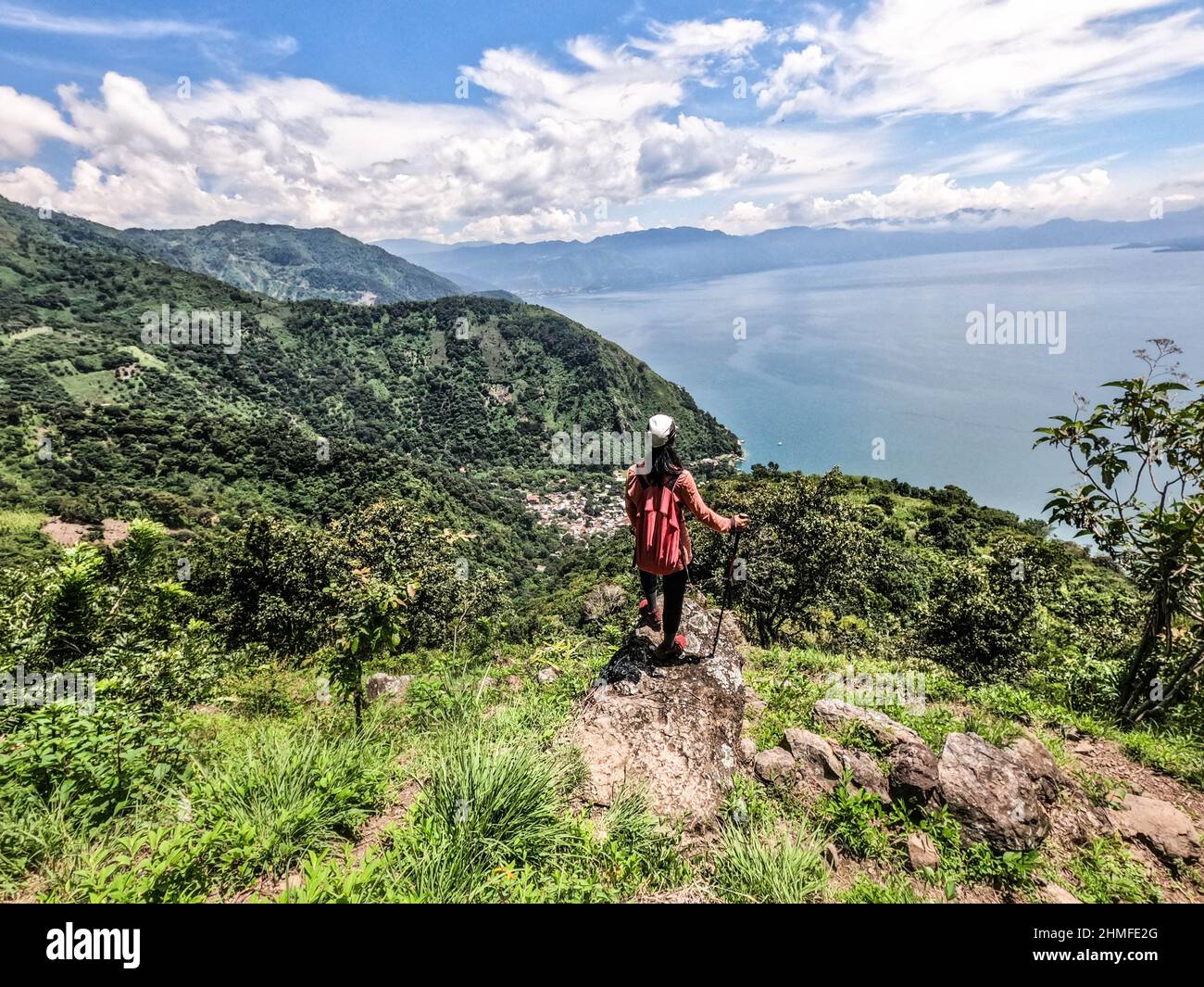 Hiking above the magnificent Lake Atitlan in the Guatemalan highlands ...